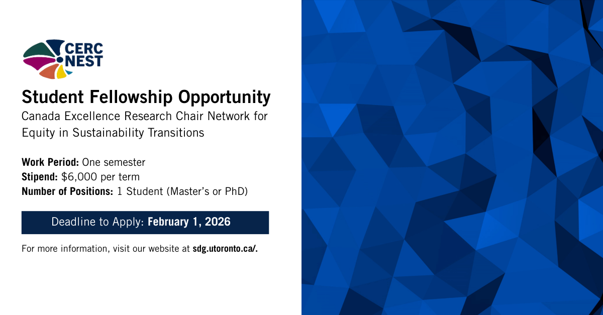 Student Fellowship Opportunity: Canada Excellence Research Chair Network - SDGs@UofT